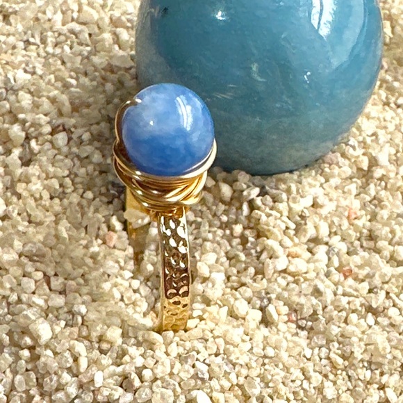 Alquimia | Jewelry | Aquamarine Sphere Wire Wrapped Gold Ring ...